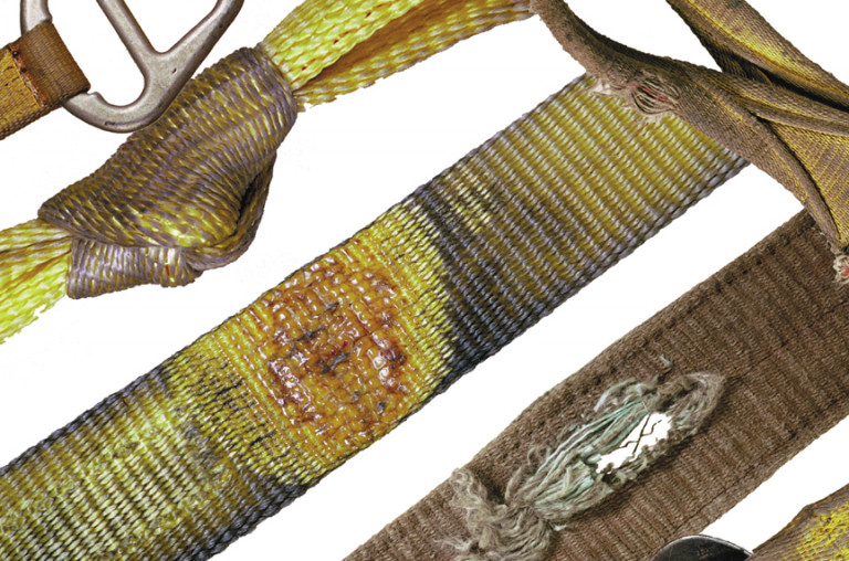 Does Dried Concrete on Web Slings Require Removal From Service?